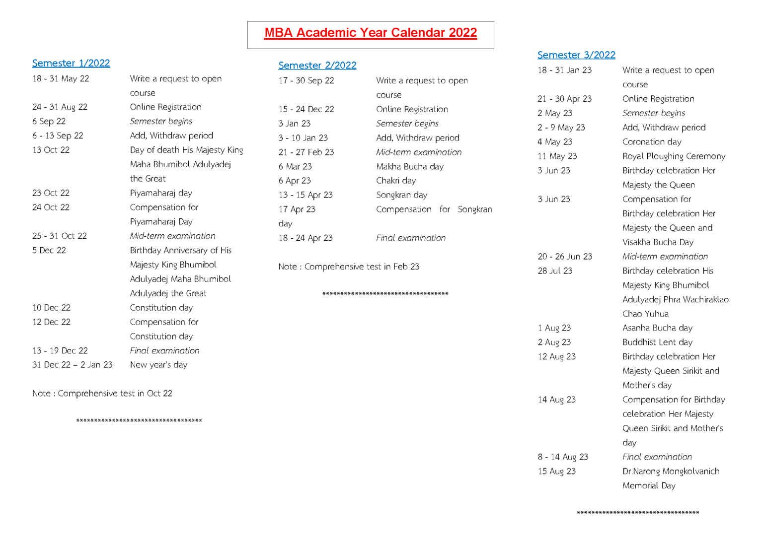 MBA Academic Year Calendar 2022 2565 mba-academic-year-calendar-2022-2565